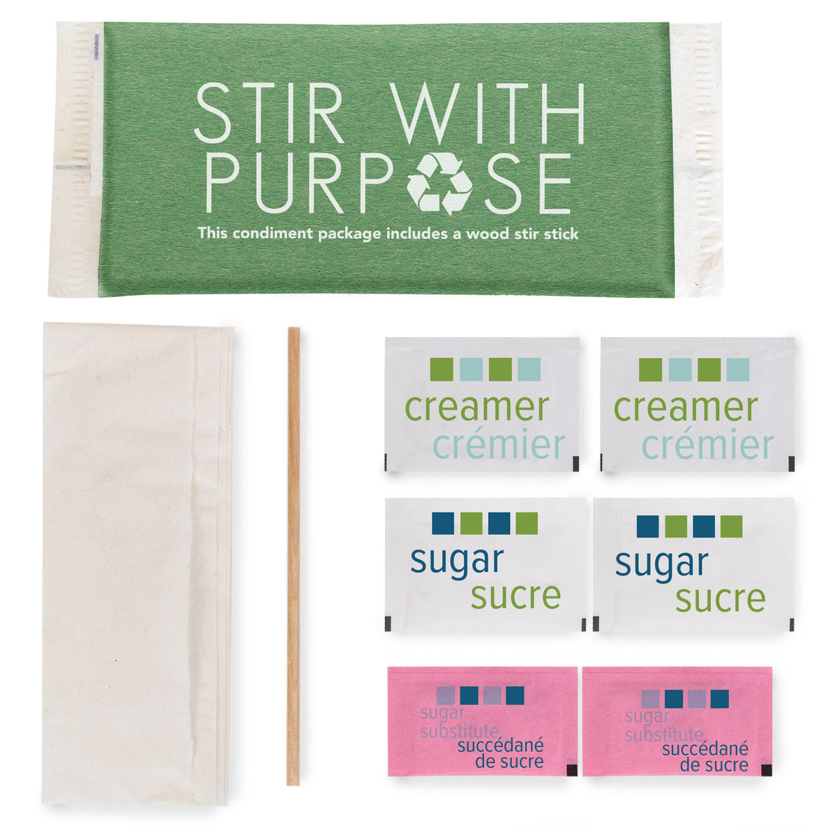 STIR WITH PURPOSE Compostable Paper Condiment Package – Amenity Services